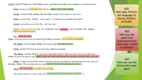 NEW GCSE AQA 1-9 AN INSPECTOR CALLS EXTRACT BUNDLE ALL SCAFFOLDED AO1/2 ...