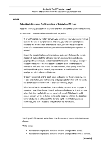 The Strange Case of Dr Jekyll and Mr Hyde: Assessment Papers | Teaching ...