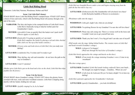Little Red Riding Hood play script extract with a variety of ...