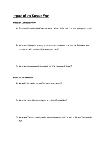 Impact of Korean War in America lesson | Teaching Resources