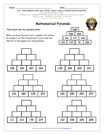 Y3 Formal Written Addition of 3 Digit Numbers: Addition Pyramids. by ...