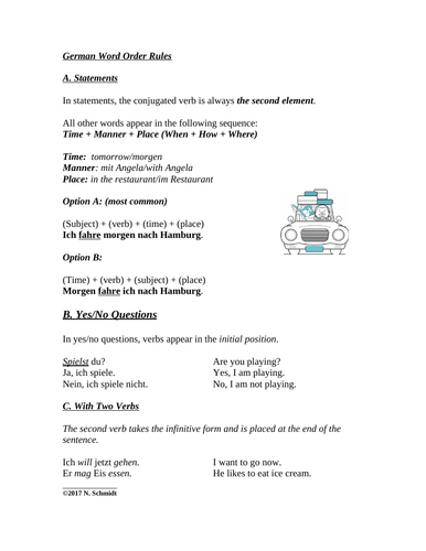 German Word Order with Present and Future Tenses (2 Worksheets ...