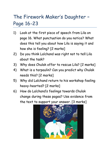 The Firework Maker's Daughter - Guided Reading Year 6 | Teaching Resources