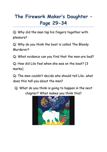 The Firework Maker's Daughter - Guided Reading Year 6 | Teaching Resources