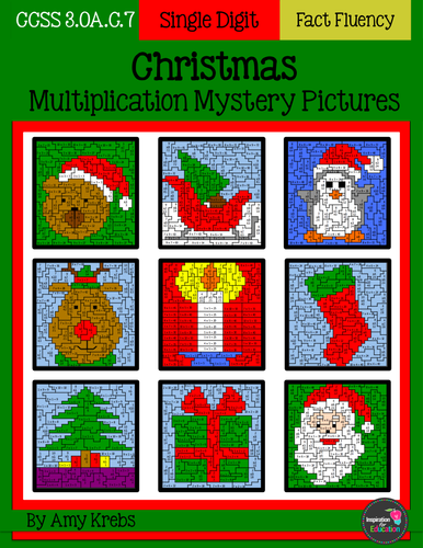 Christmas Multiplication Mystery Pictures | Teaching Resources