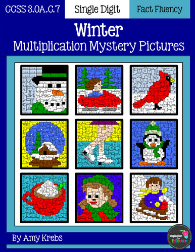 Winter Multiplication Mystery Pictures | Teaching Resources