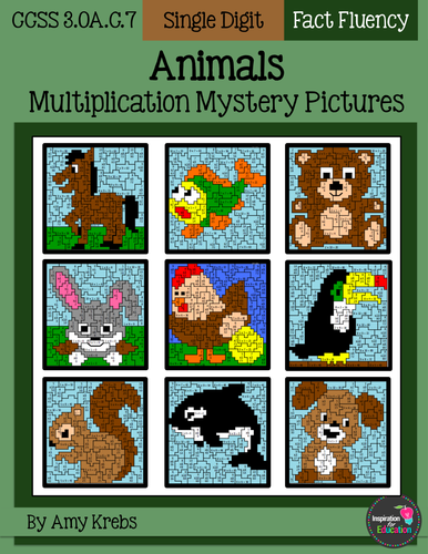 Multiplication Mystery Pictures - Animals | Teaching Resources