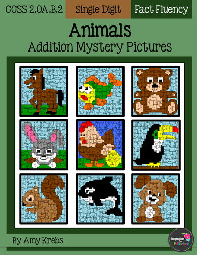 Addition Mystery Pictures - Animal | Teaching Resources