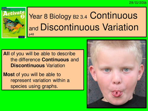 A digital version of the Year 8 Biology B2 3.4 "Continuous and ...