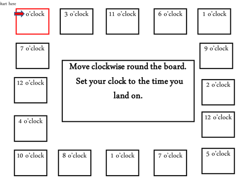 Telling the time board game | Teaching Resources