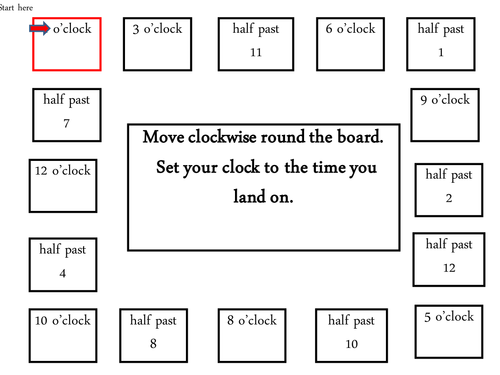 Half past board game | Teaching Resources