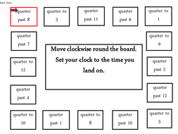 Quarter to and quarter past time board game | Teaching Resources