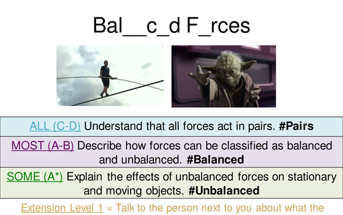 Physics Lesson 2 Balanced Forces | Teaching Resources