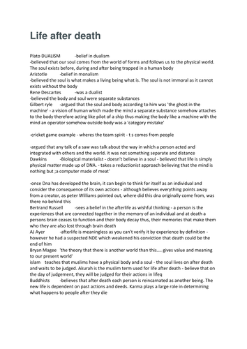 LIFE AFTER DEATH | Teaching Resources