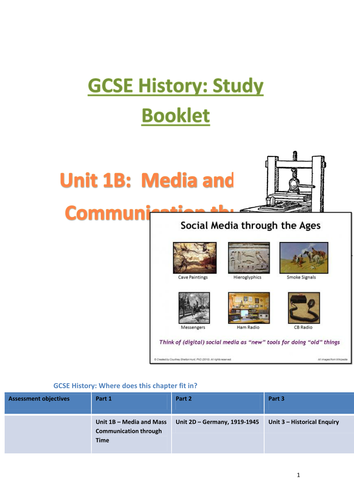 Revision Booklet Media and Mass Communication through Time (AQA ...