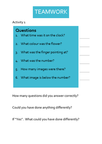 Teamwork Teaching Resources