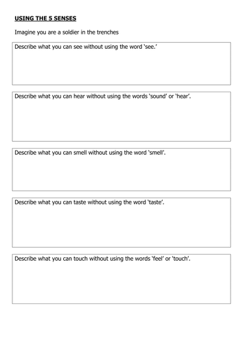 Descriptive writing about war (WW1 trenches) AQA English Language Paper ...
