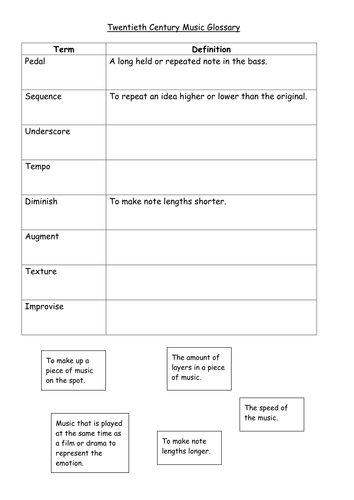 Differentiated music glossaries for classical and twentieth century ...