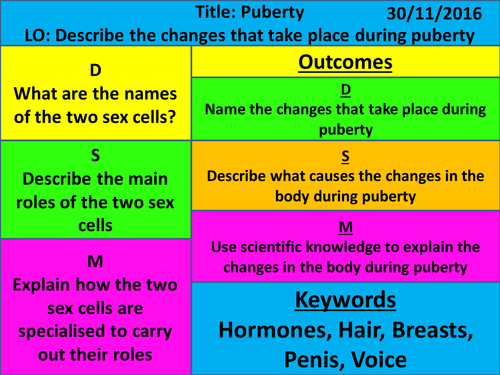 KS3 - Reprodcution - L7 - Puberty | Teaching Resources
