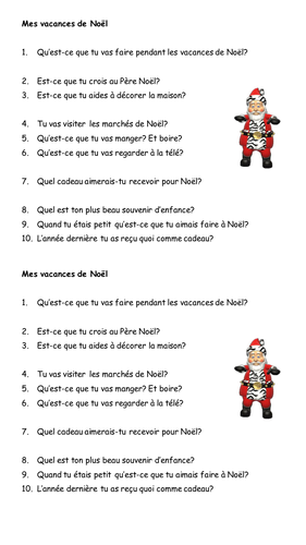 Speaking and reading - les vacances de Noël | Teaching Resources