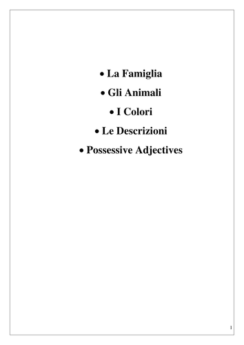 Italian Beginners Booklet | Teaching Resources