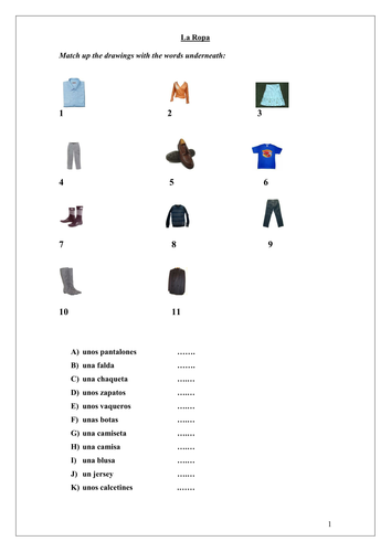 Spanish Clothes Booklet - La Ropa | Teaching Resources