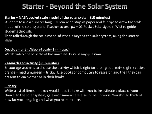 Space scheme - Lesson 2 Beyond the Solar System. | Teaching Resources