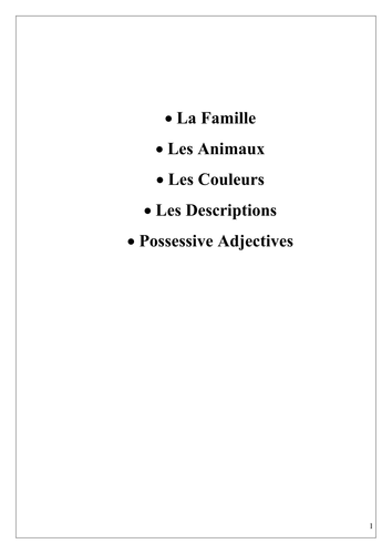 French Family Worksheets | Teaching Resources