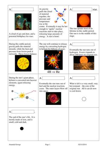 Space scheme Lesson 3- Life Cycle of stars | Teaching Resources