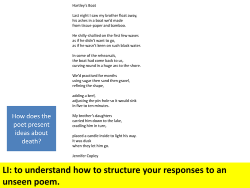 Unseen Poetry - AQA GCSE Literature: Planning Responses Lesson ...