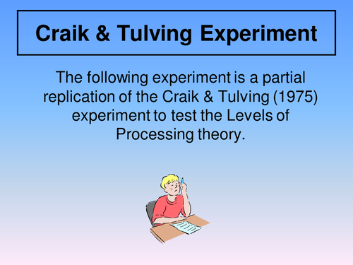Levels of Processing Theory of Memory - Craik and Tulving Practical ...