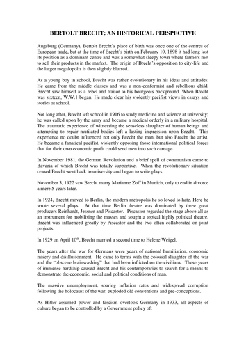 Bertolt Brecht SOW Theatre Practitioner Drama KS3 KS4 KS5 Scheme of ...