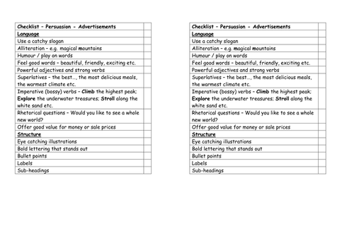 Persuasive writing, argument & advert, presentations, plans, checklists ...