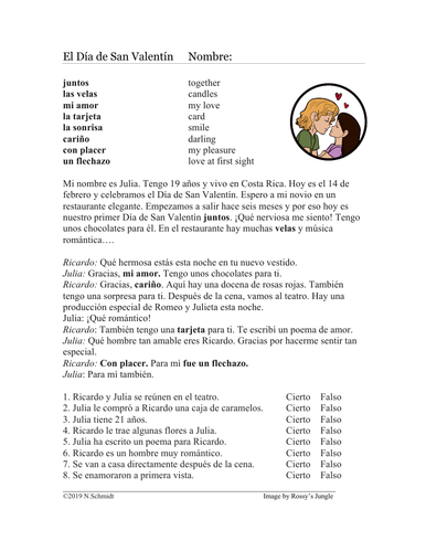 El Día de San Valentín Lectura ~ Valentine’s Day Spanish Reading (Qué ...