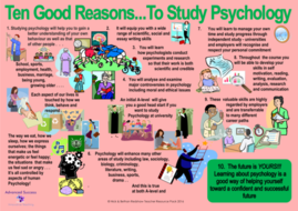 Poster - Ten Good Reasons to Study Psychology | Teaching Resources