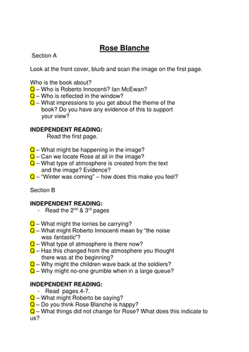 Reading and Writing Activities Linked to Rose Blanche Text -World War ...