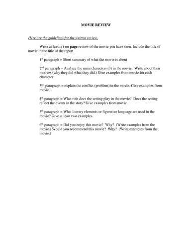 Movie/Book Review Multi-paragraph Essay Format | Teaching Resources