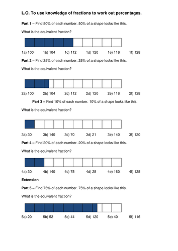 Find percentages of a number worksheet (including word problems ...