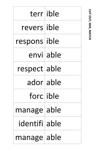 KS3 Spelling - ABLE or IBLE Suffix - 3 Activities | Teaching Resources KS3 Spelling - ABLE or IBLE Suffix - 3 Activities | Teaching Resources