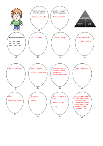 AQA GCSE unit 3 chemistry worksheets -balloons, molar gas volume ...