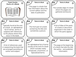 Parts of a Book Task Cards | Teaching Resources