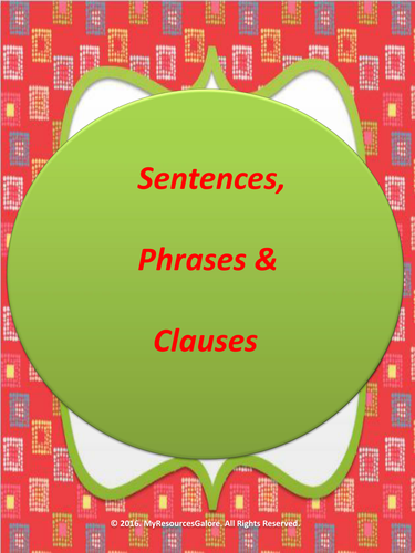 Sentences, Phrases & Clauses | Teaching Resources