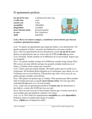 Subjunctive Spanish Reading and Worksheet ~ Lectura en el subjuntivo ...
