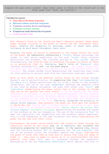 Colour Coded Exemplar Responses for Literature Paper 2 | Teaching Resources