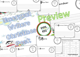 Emergent Writers (Christmas Keywords) Writing Pack for EYFS/KS1 ...