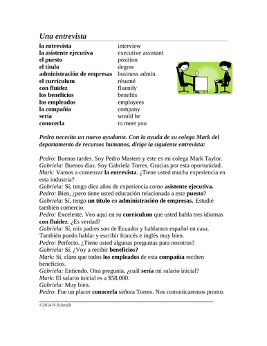 Entrevista Lectura ~ Interview Spanish Reading (script) | Teaching ...