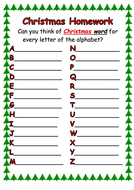 Christmas Homework - writing Christmas words for each letter of the ...