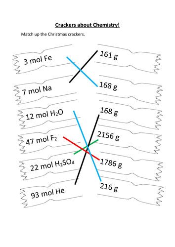 Christmas Chemistry Worksheet - moles consolidation | Teaching Resources