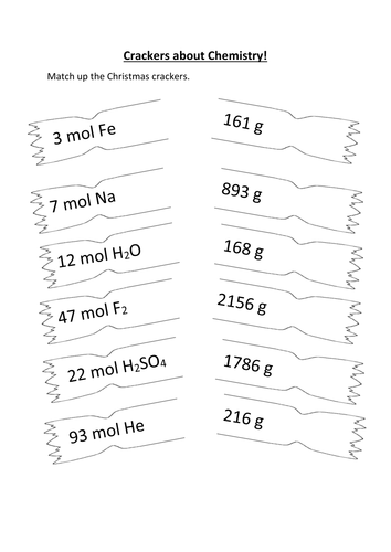 Christmas Chemistry Worksheet - moles consolidation | Teaching Resources