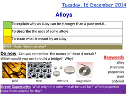 Metal alloys lesson | Teaching Resources